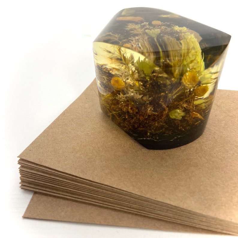 70s Vintage Resin Paperweight With Encapsulated Flowers. Botanical ...