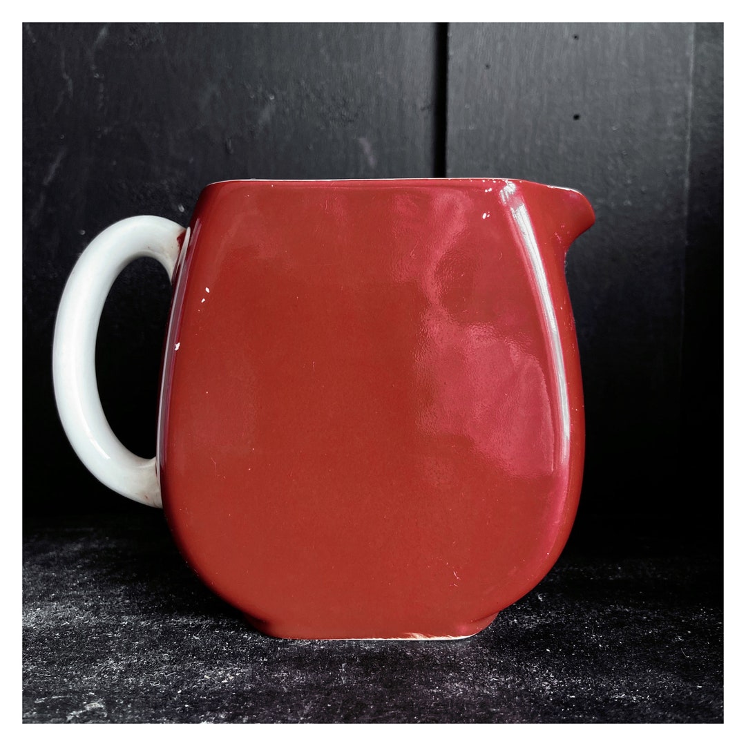 60s Vintage Ridgway Burgundy Red Milk Creamer or Water Jug Pitcher With ...