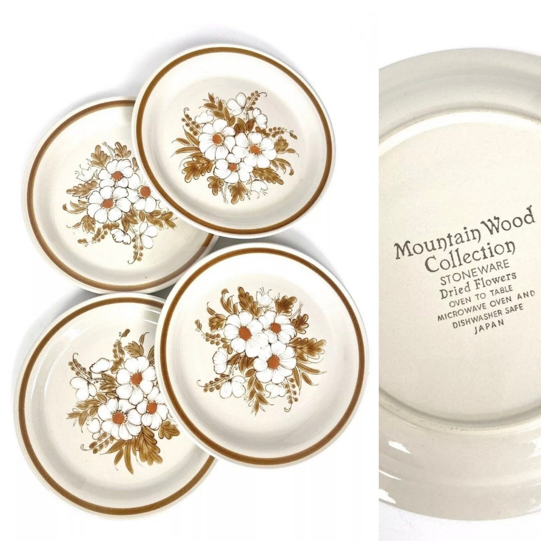 Set of 4 Vintage Plates From Mountain Wood Collection. Round Dinner ...