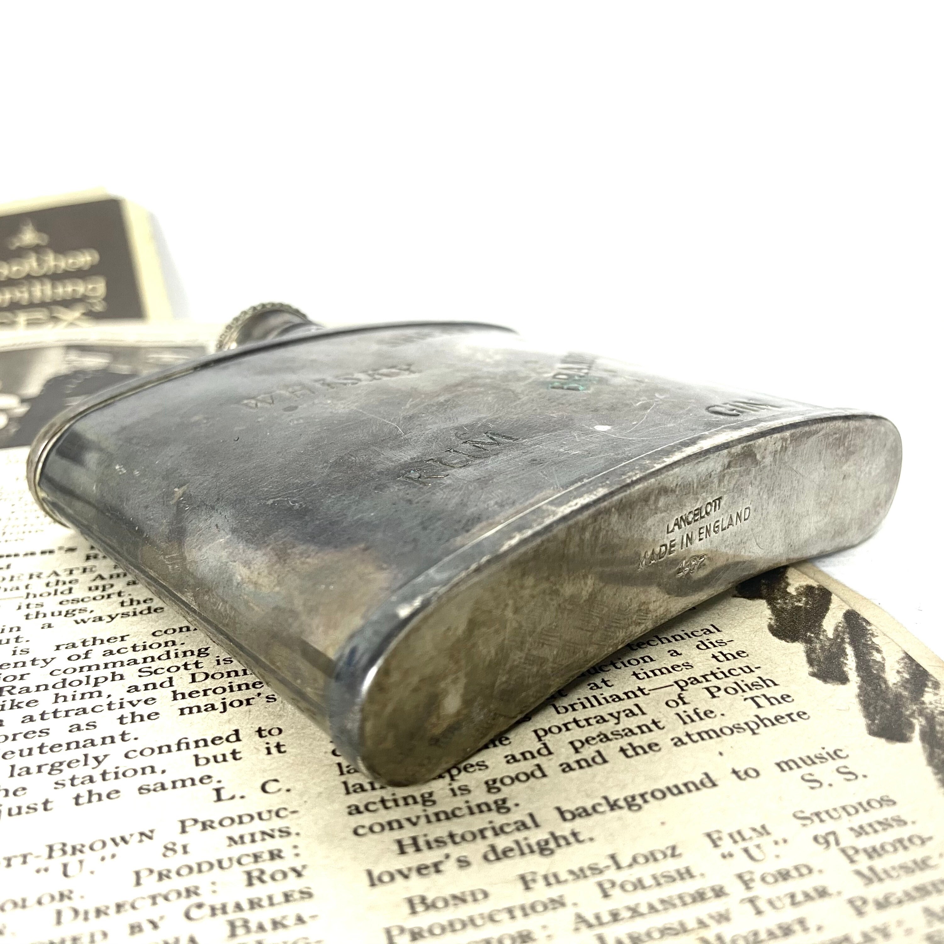 Vintage 4oz Metal Hip Flask by Lancelott of Sheffield. Whiskey. Gin ...