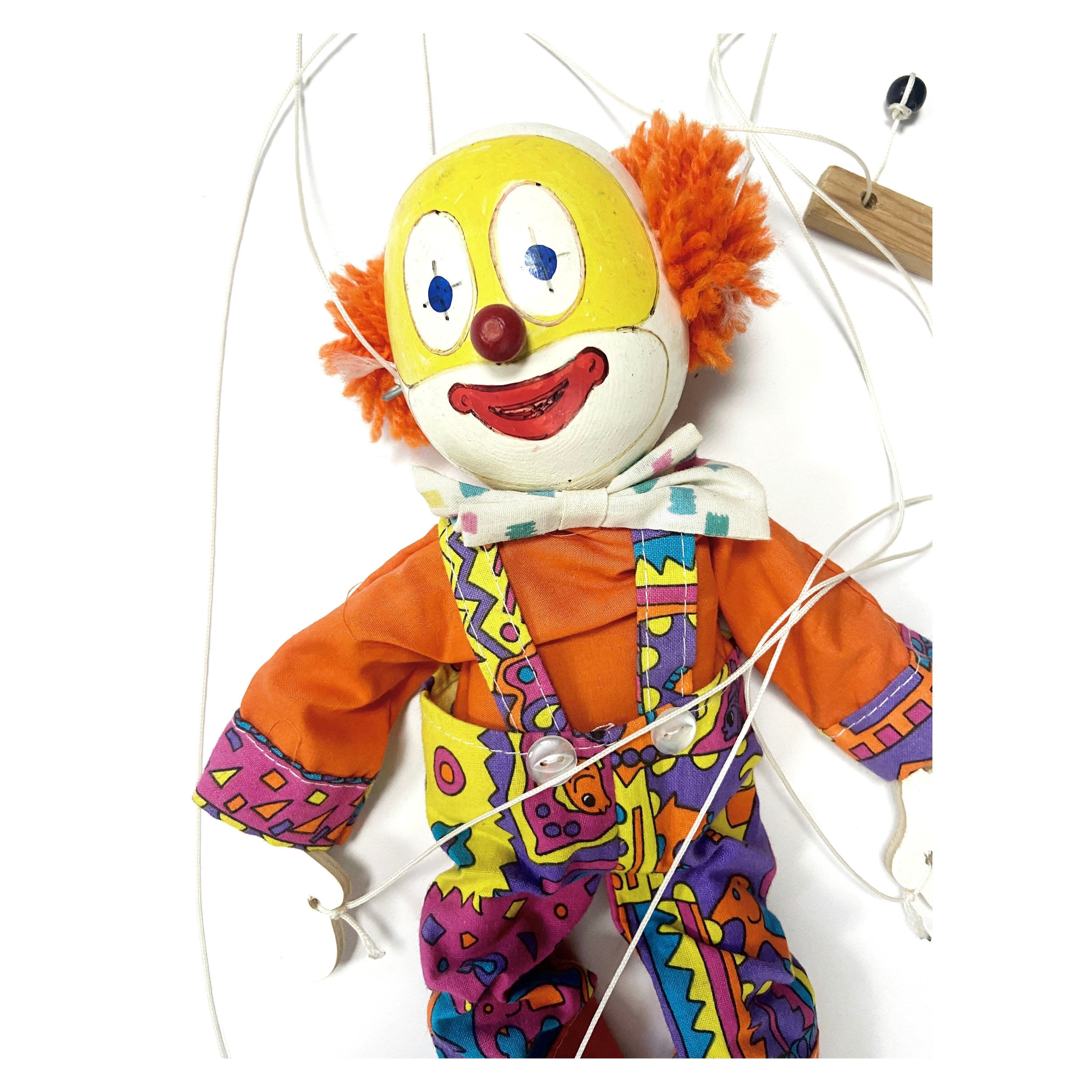 Vintage Wooden Clown Marionette. Kids Theatre Puppet. String Marionette ...