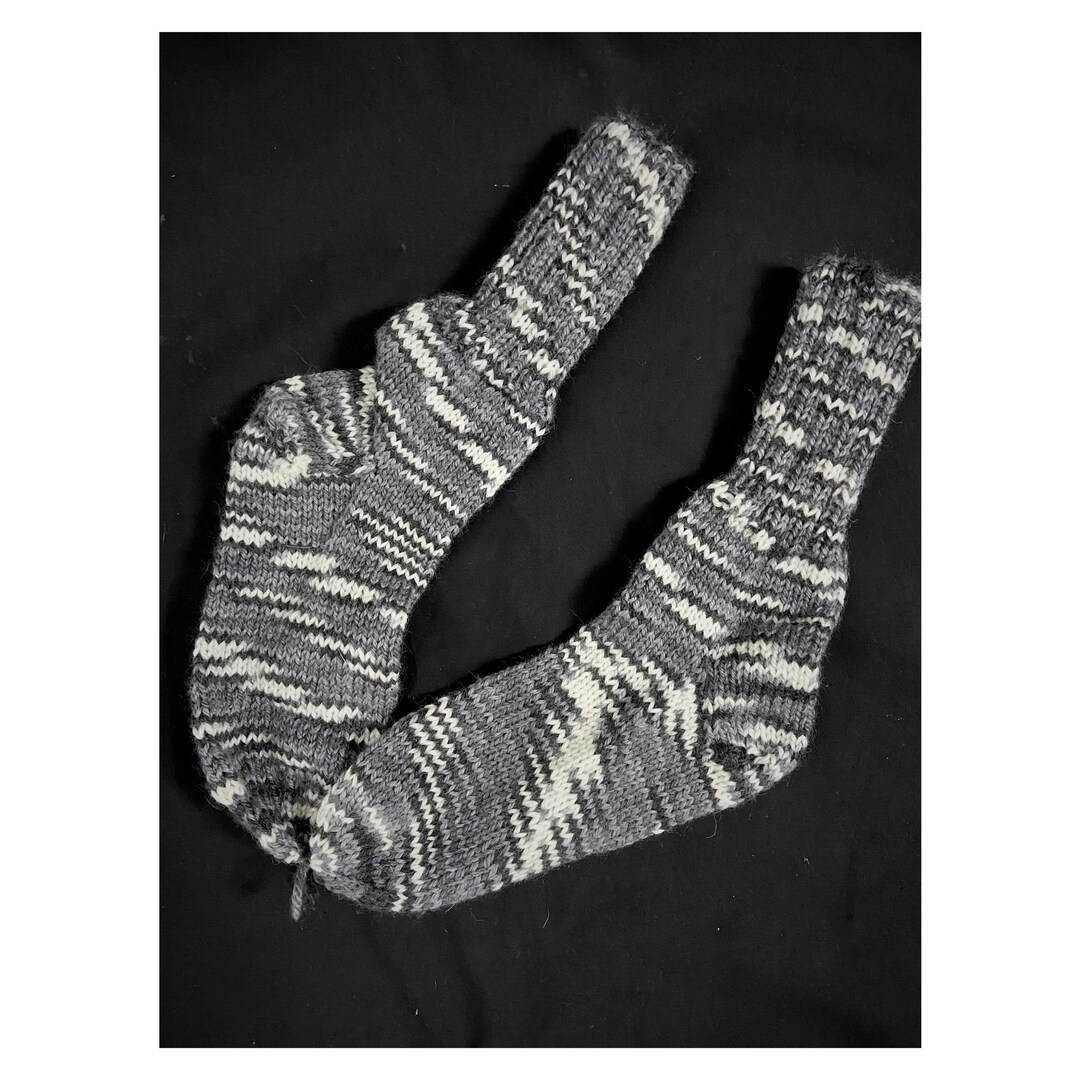 Vintage Chunky Wool Socks in Grey and White Handmade in Sweden. M - Etsy