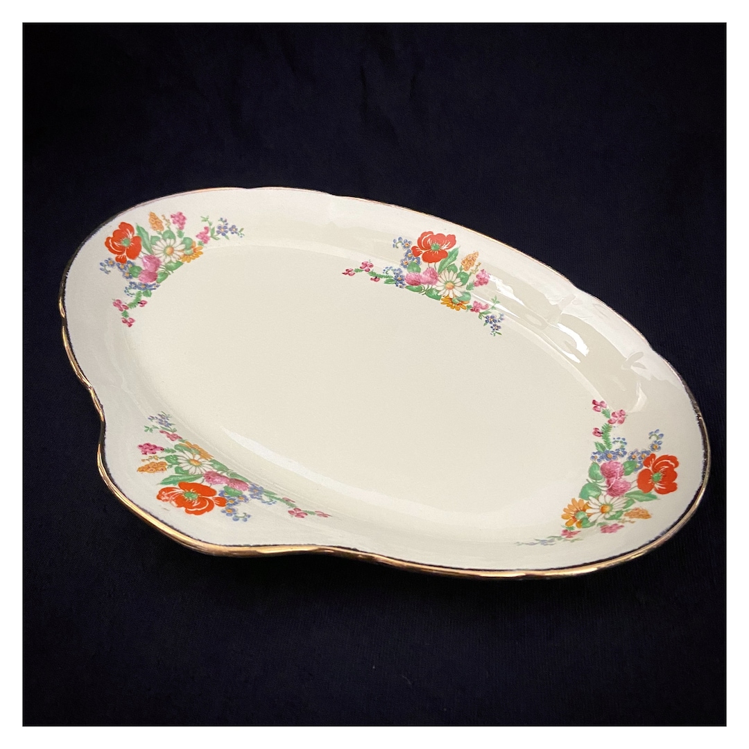 40s Vintage Alfred Meakin England Floral Serving Dish. British Oval ...