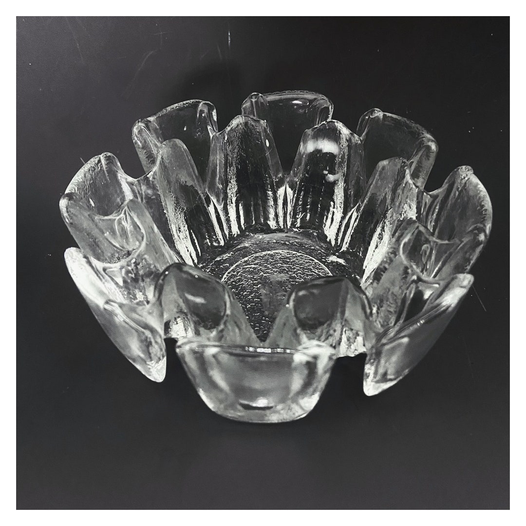 70s Vintage RAVENHEAD FLAIR Ice Glass Candle Holder. Midcentury Art ...