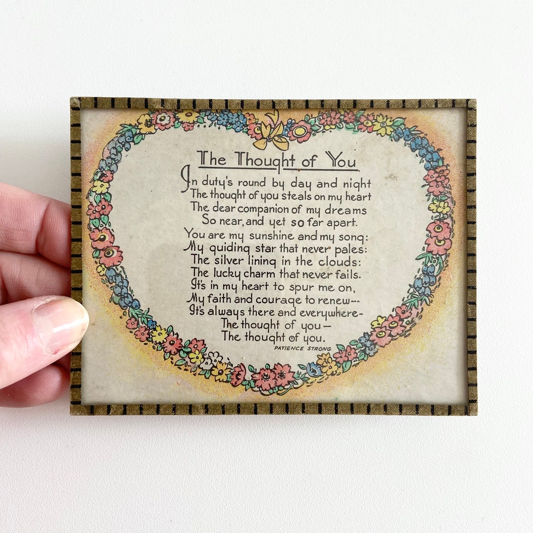 The Thought of You Vintage Framed Poem Massage. 60s Love Souvenir. - Etsy