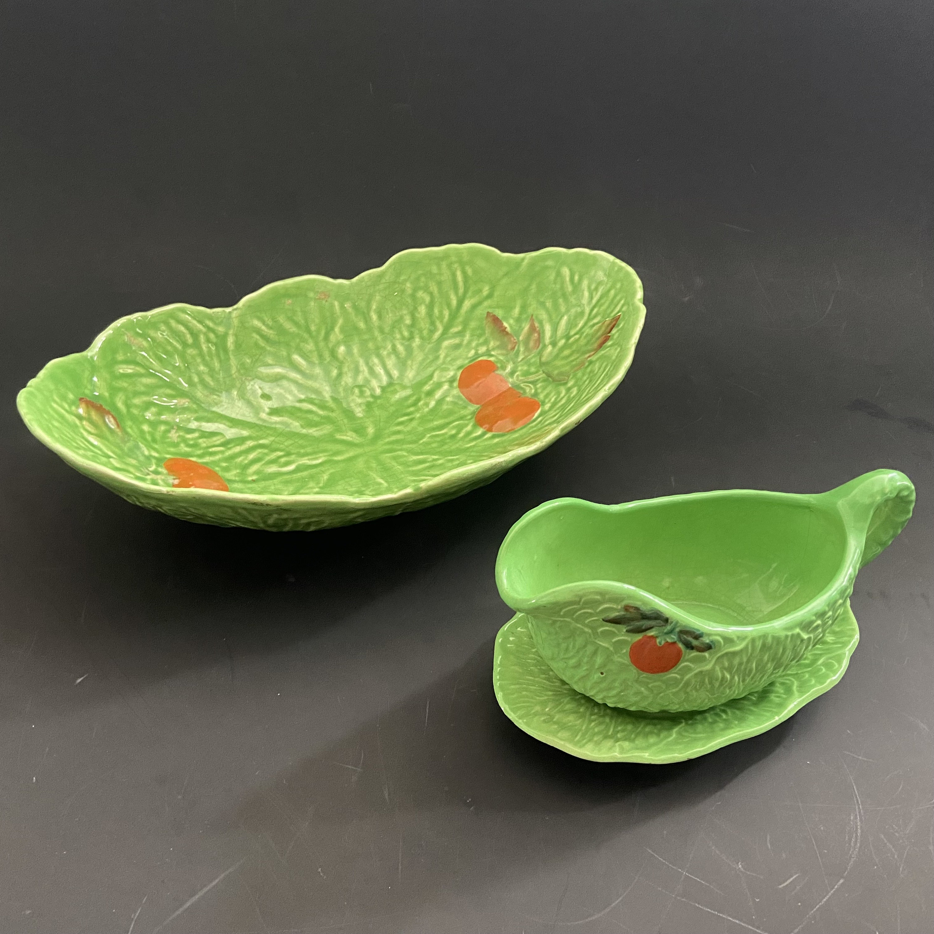 Beswick Ware Lettuce Leaf Shaped Green Serving Dish and Saucer. - Etsy