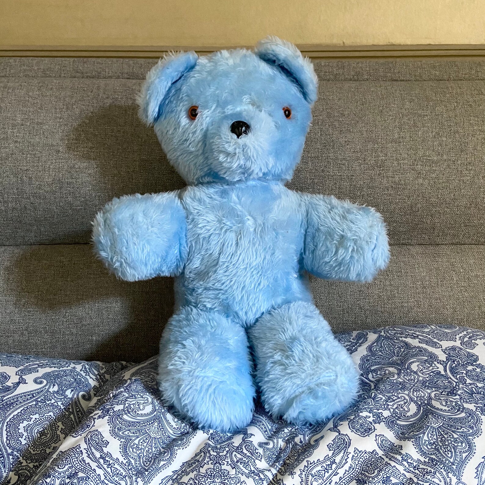 1950s Vintage Teddy Big Blue Teddy Bear. Cuddly Blue Teddy - Etsy