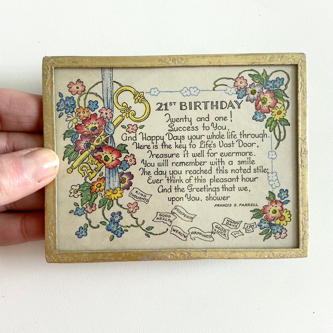 Vintage Framed 21st Birthday Poem, 60s Gift - Etsy UK