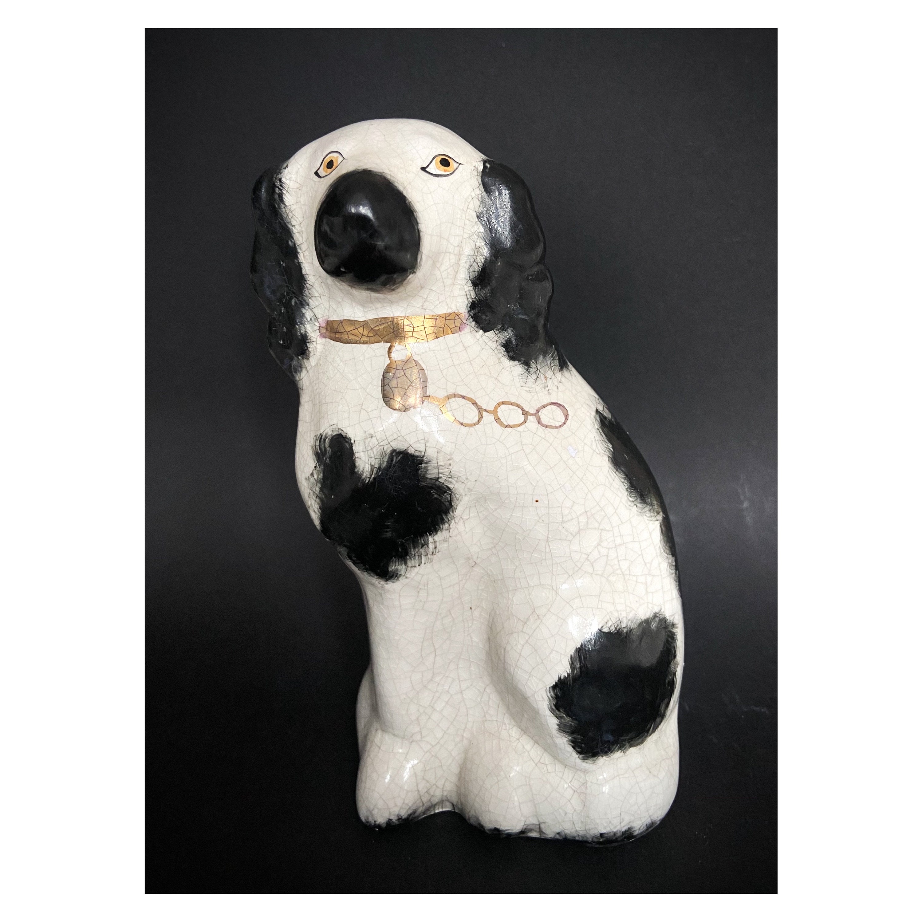 Vintage Black and White Staffordshire King Charles Spaniel. British ...