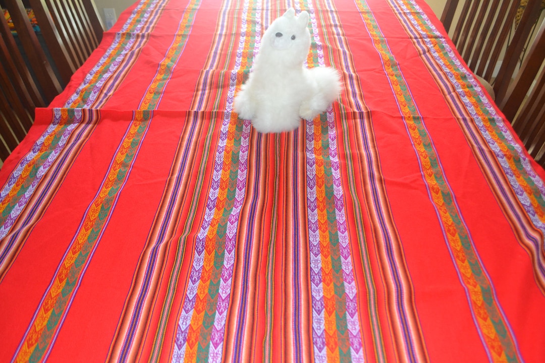 New From Peru Andean Inca Cotton Table Cloth Table Cover 80x47" Bright ...