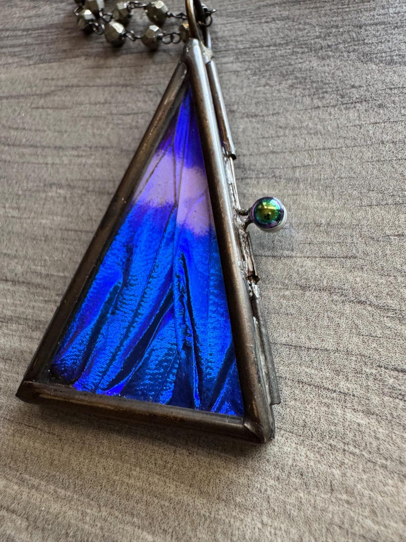Blue Morpho Butterfly Wing Triangle Locket - Etsy