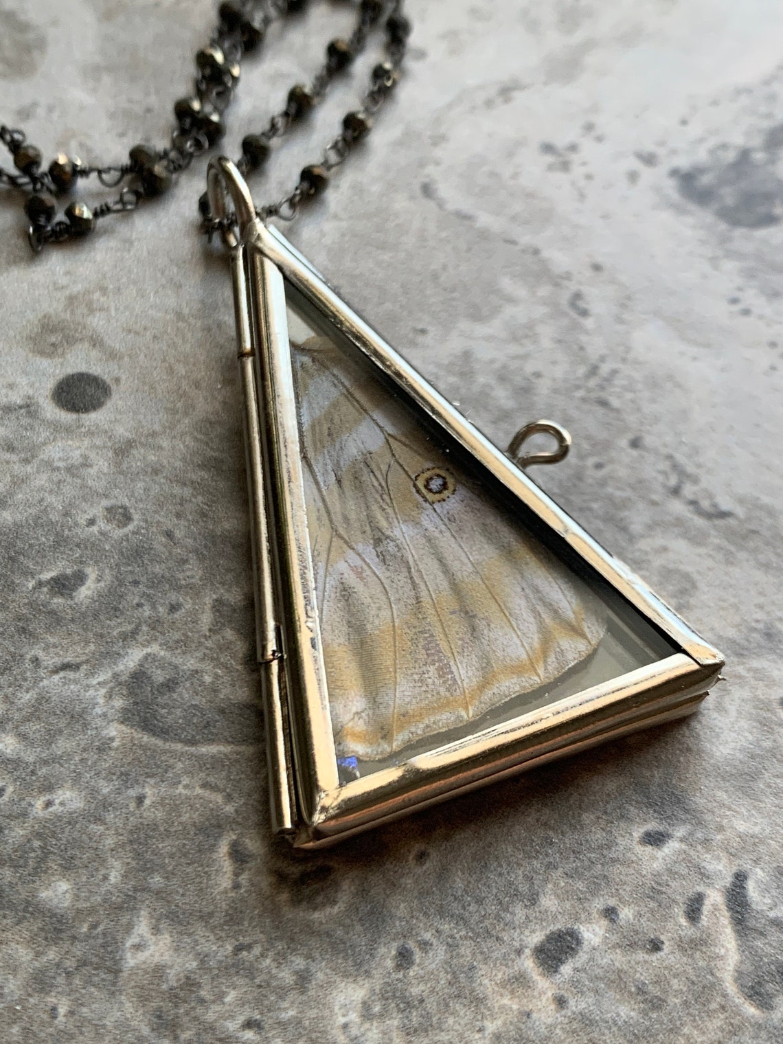 Blue Morpho Butterfly Wing Triangle Locket - Etsy