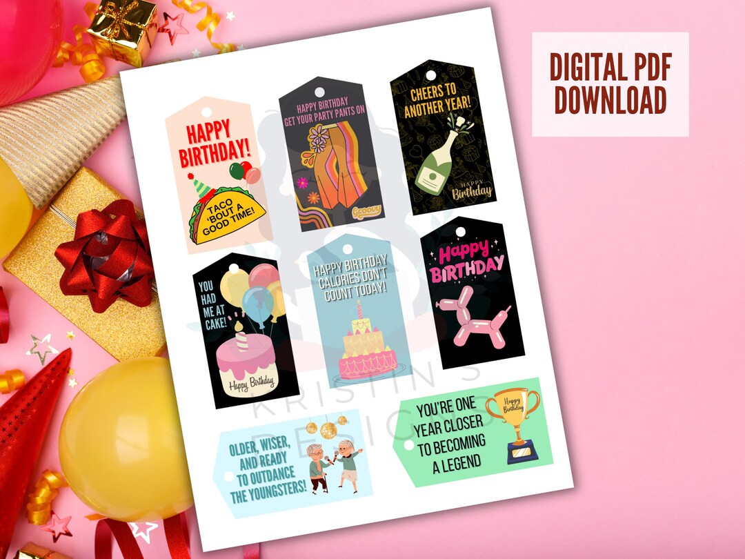Funny Birthday Gift Tags Instant Download - Etsy