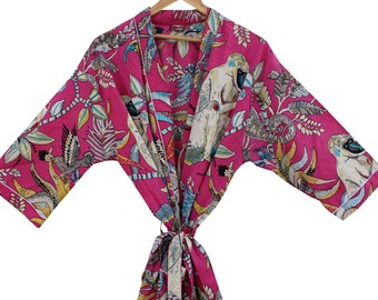 Indian Kimono Robe, Cotton Floral Print Kimono, 100% Cotton Kimono ...