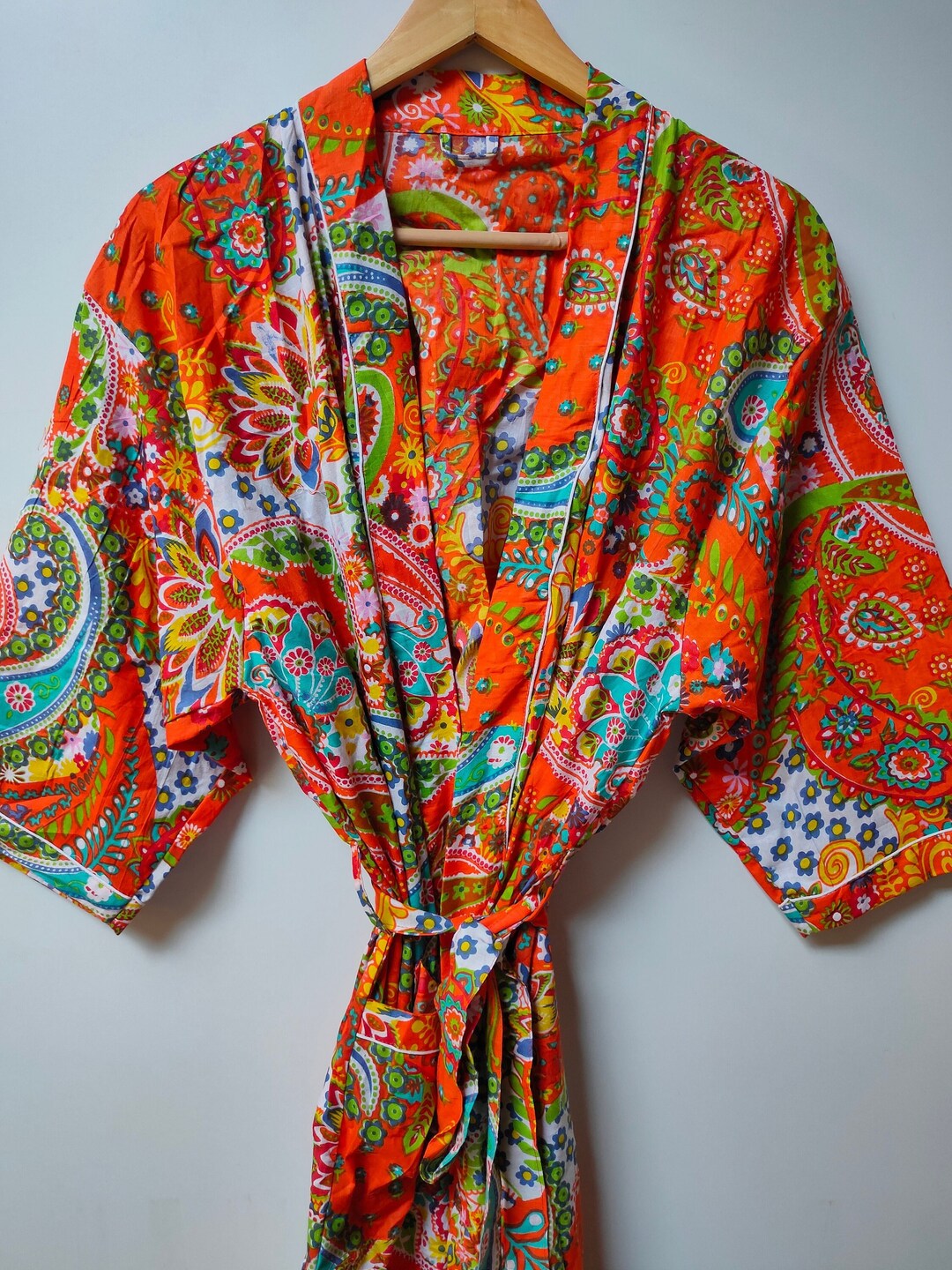 Indian Kimono Robe, Cotton Kimono Cotton Floral Print Kimono, Soft and ...