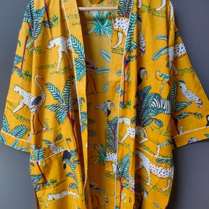 Indian Kimono Robe, Cotton Floral Print Kimono, 100% Cotton Kimono ...