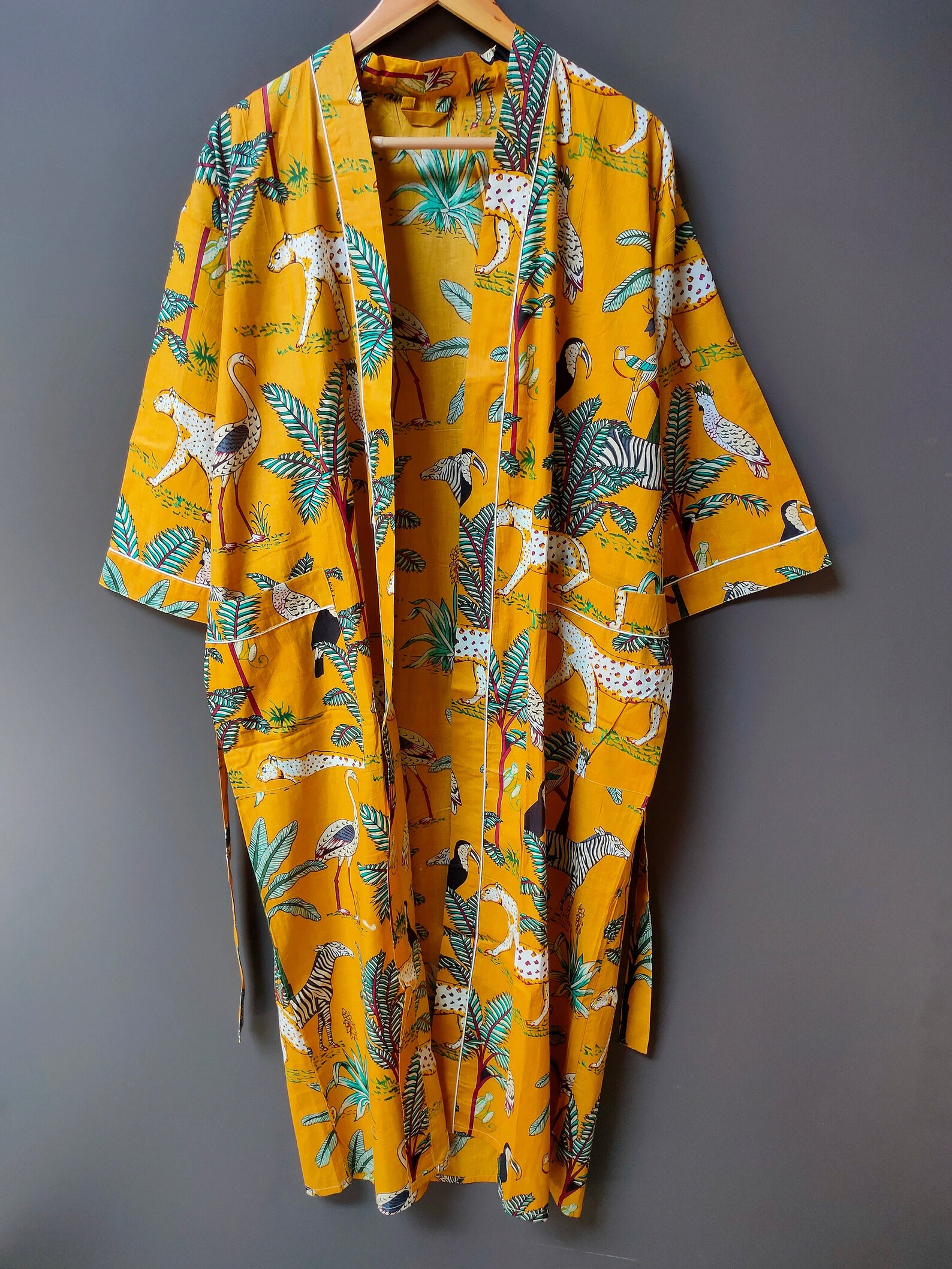 Indian Kimono Robe Cotton Floral Print Kimono 100% Cotton - Etsy