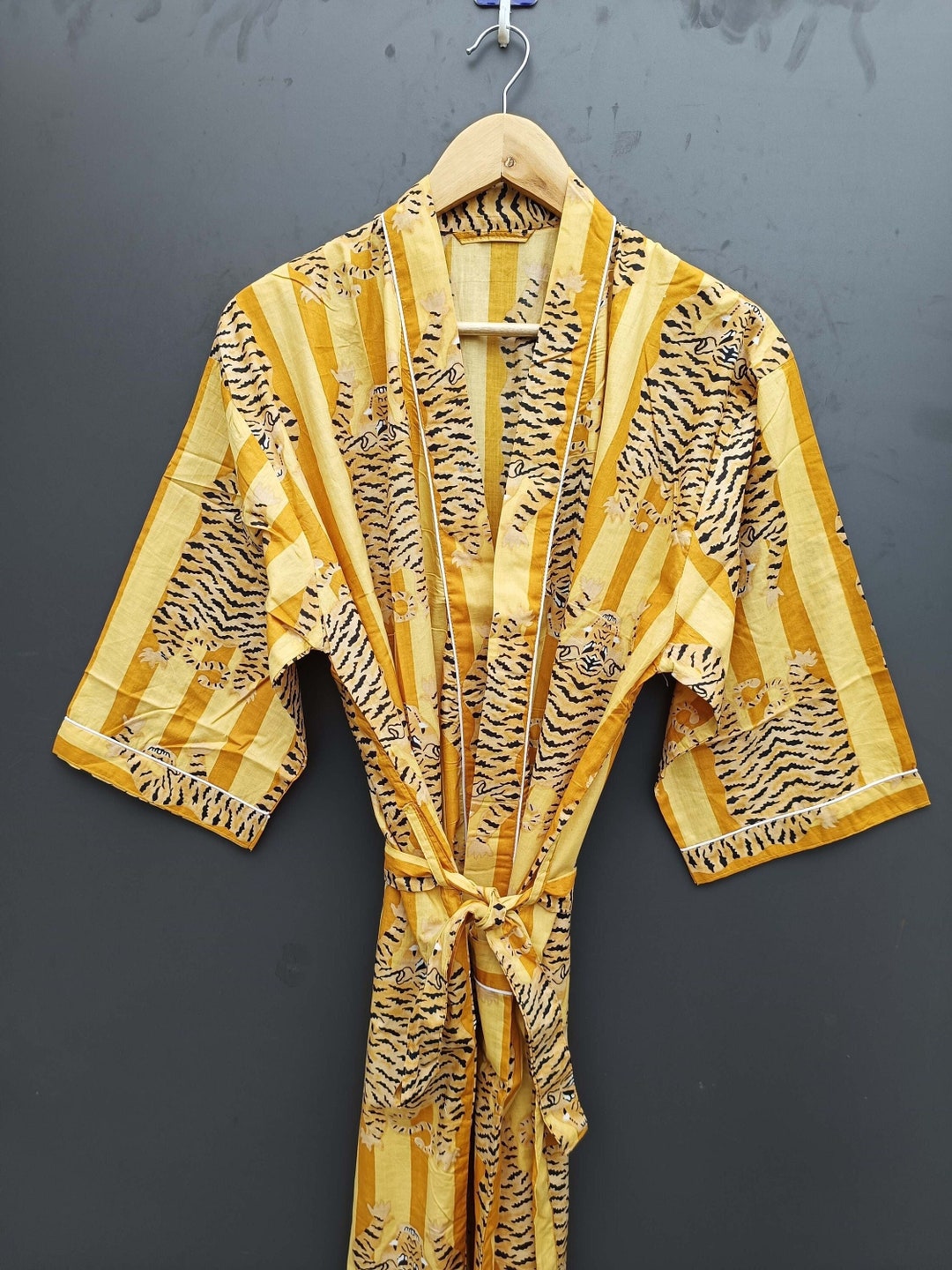 Indian Kimono Robe, Cotton Tiger Print Kimono, 100% Cotton Kimono, Soft ...