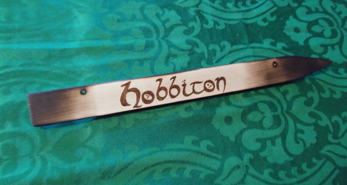 Hobbiton Sign - Wood Burning Art - LOTR Hobbit Tolkien Rustic Arrow ...
