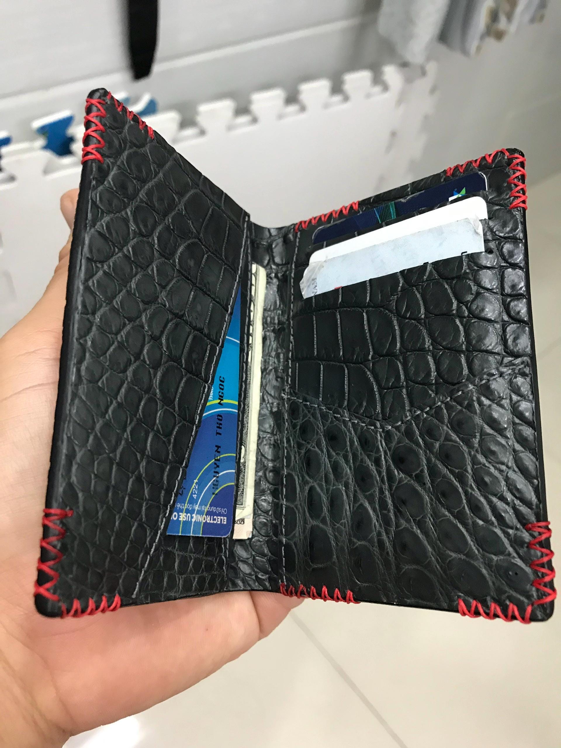 BLACK Genuine Stingray Leather Skin Credit Card Holder/ Minimalist ...