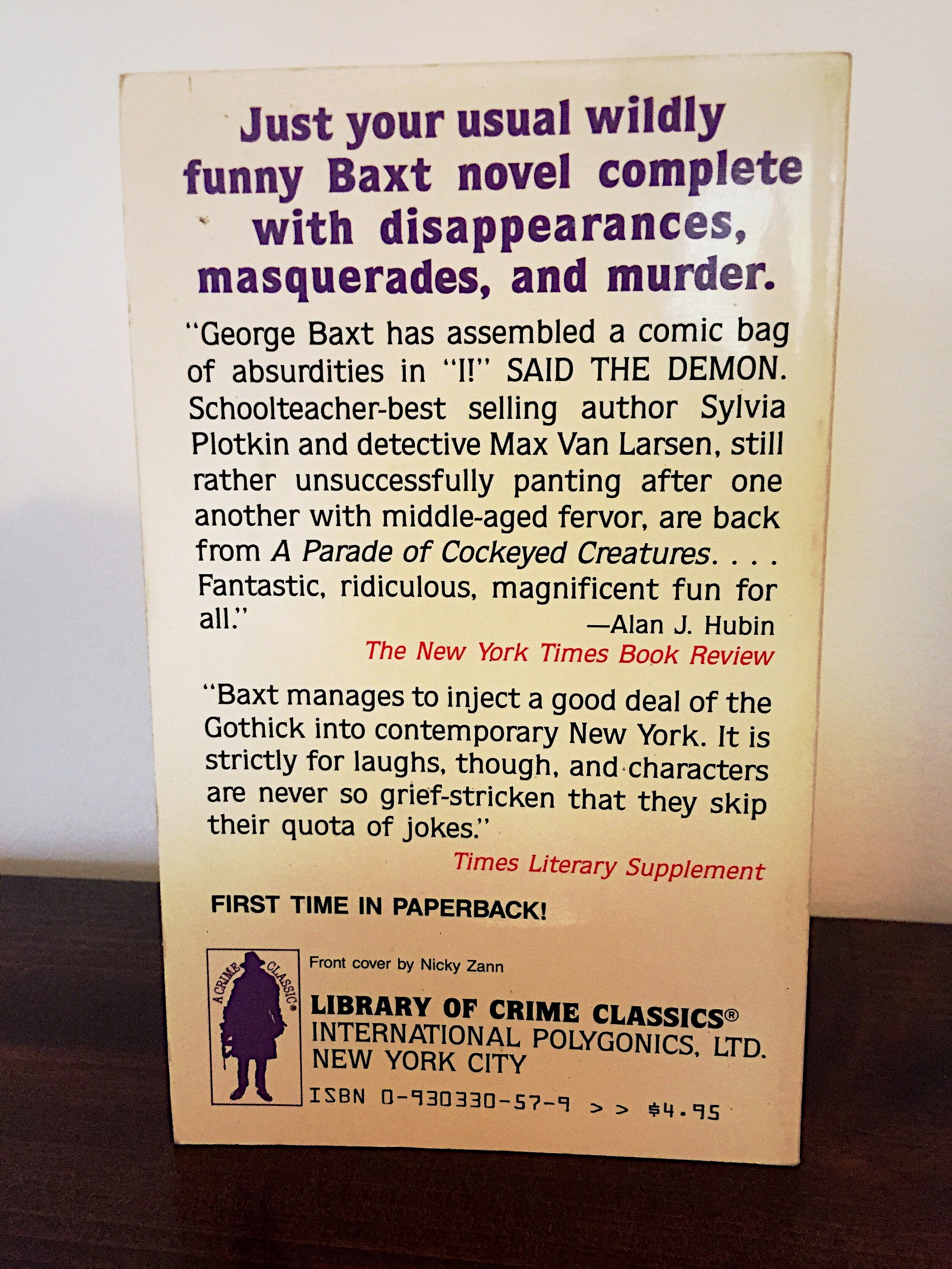 I Said the Demon, by George Baxt Paperback ©1987 - Etsy
