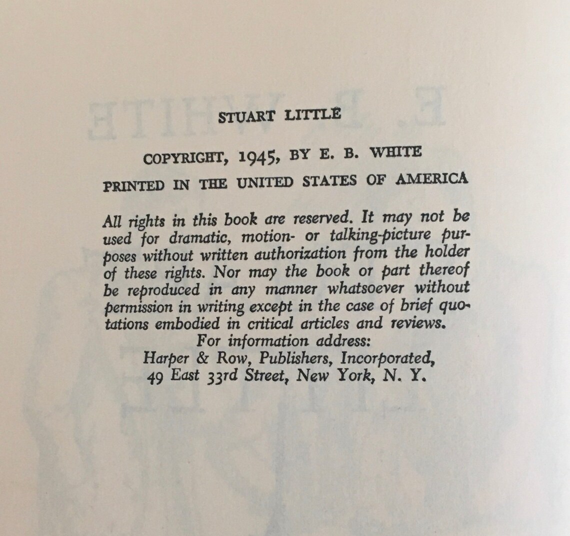Stuart Little by E.B. White | First Book Club Edition | ©1945 - Etsy