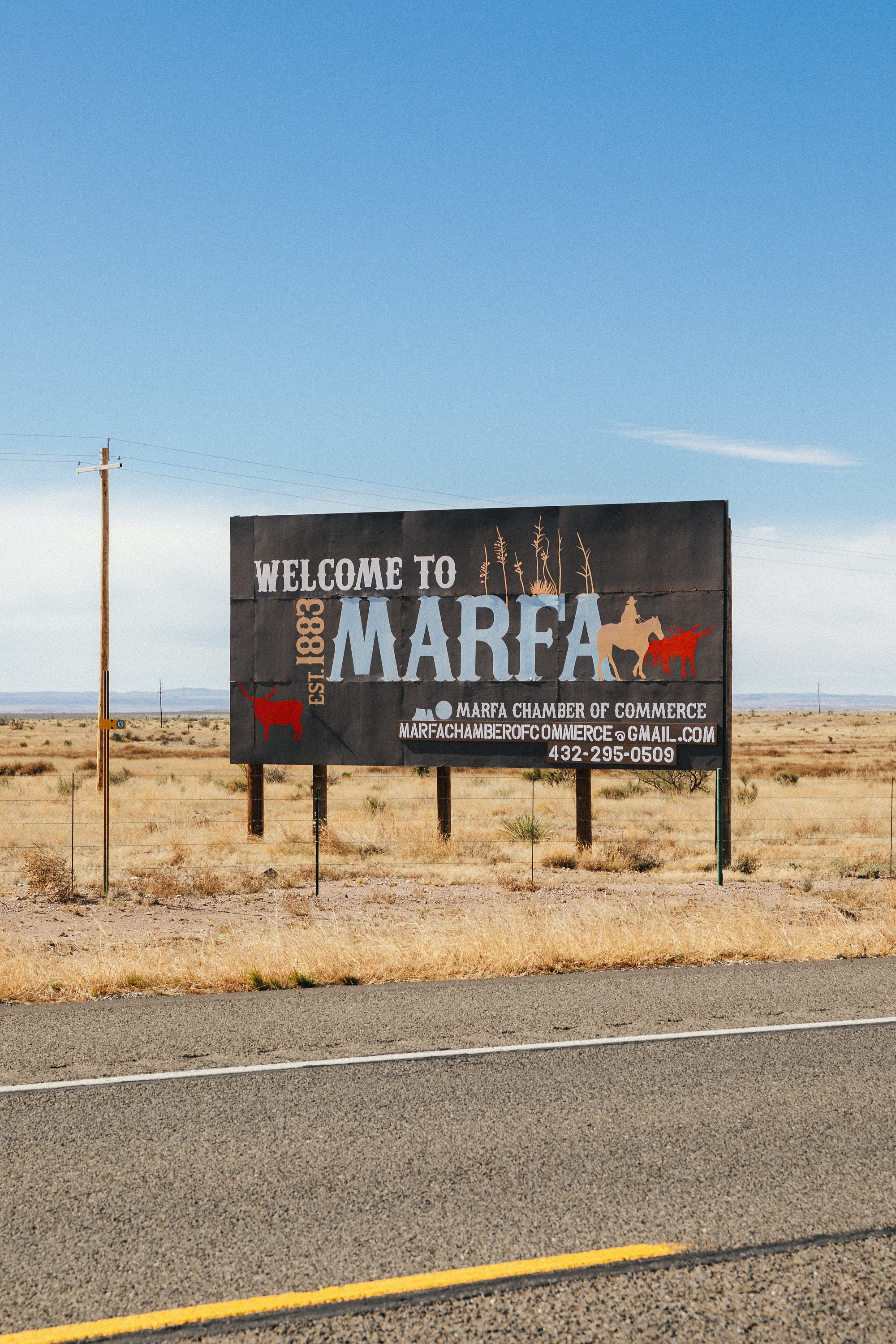 Vertical Photo of Blue Skies + Welcome to Marfa Billboard | Marfa ...
