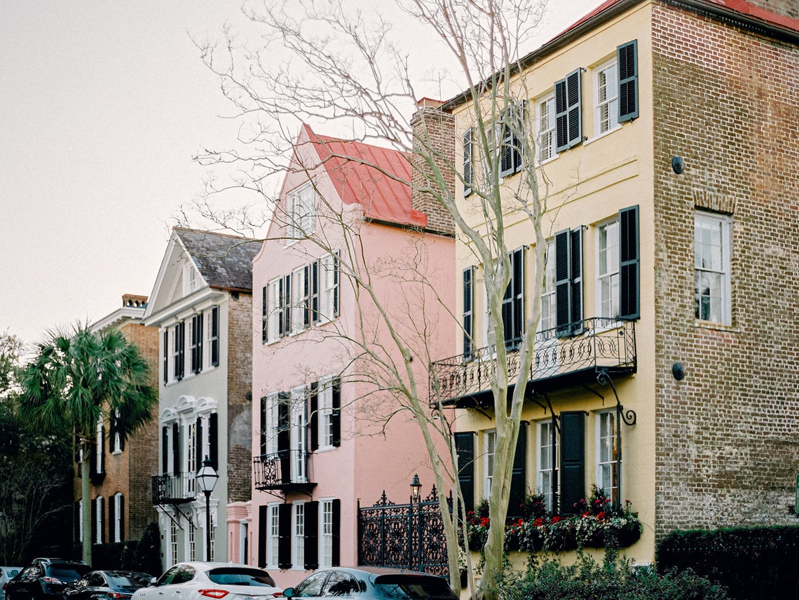 Colorful Houses on Rainbow Row in Charleston, South Carolina | Charleston Travel Print | Rainbow ...