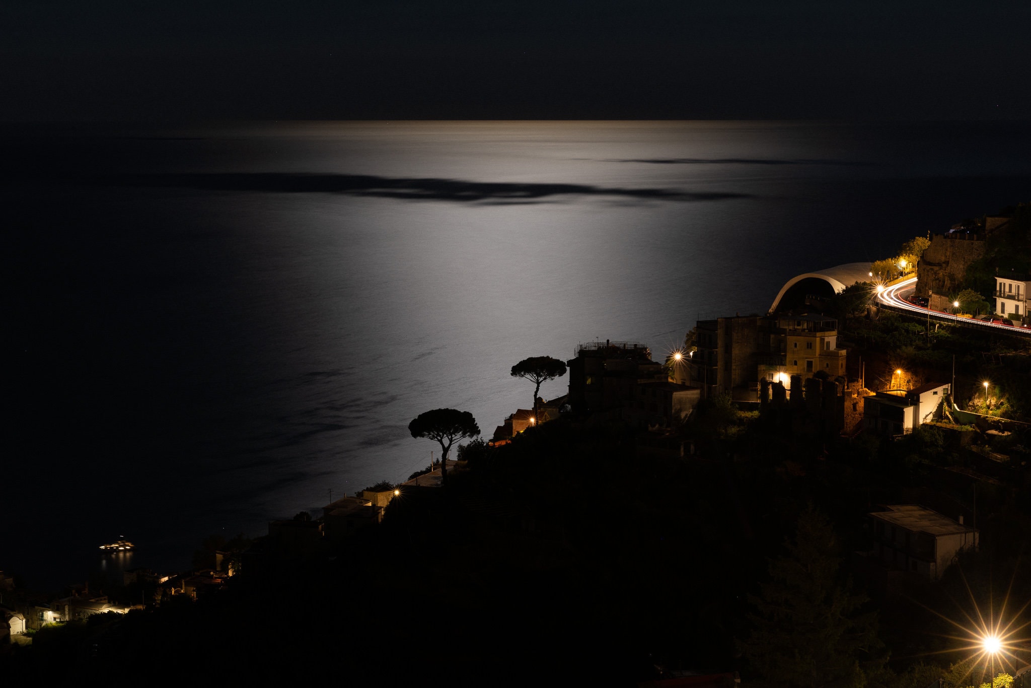 Ravello Italy Night Sky Lights | Moon Reflection | Amalfi Coast Photos ...