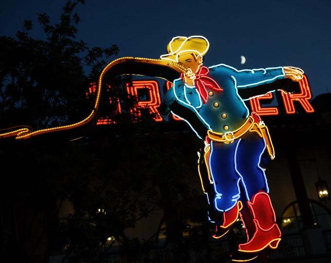 Neon Cowboy Print Fort Worth Stockyards Sign Texas Travel Photo Home ...