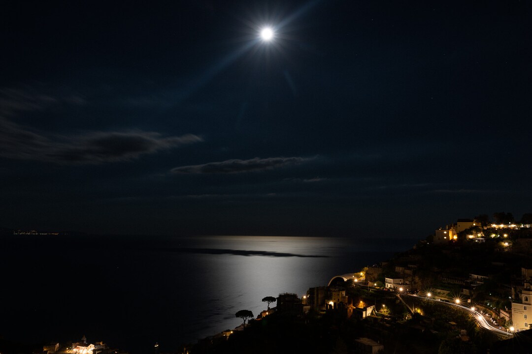 Ravello Italy Night Sky Lights | Moon Clouds | Amalfi Coast Photos ...