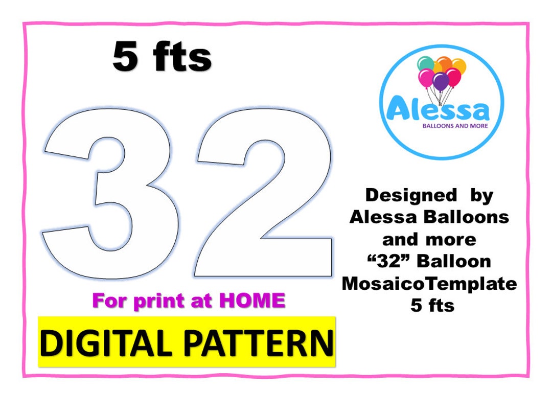 Number 32 Balloon Mosaic Pattern. Giant Letters and Number - Etsy