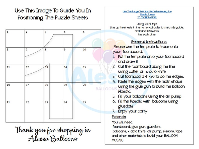 Balloon Mosaic Template Number1 Mosaic Balloons Giant Balloon Number 