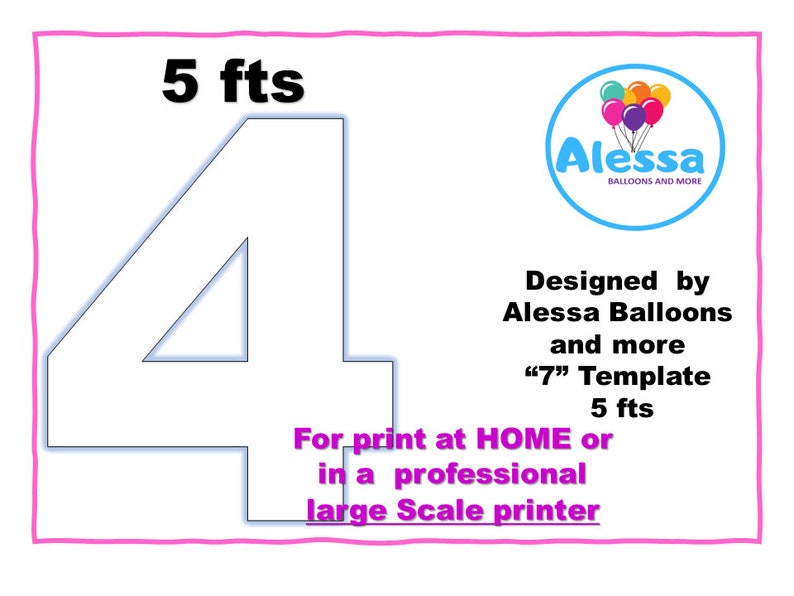 Number 4 Balloon Mosaic Pattern Giant Letters And Number Etsy
