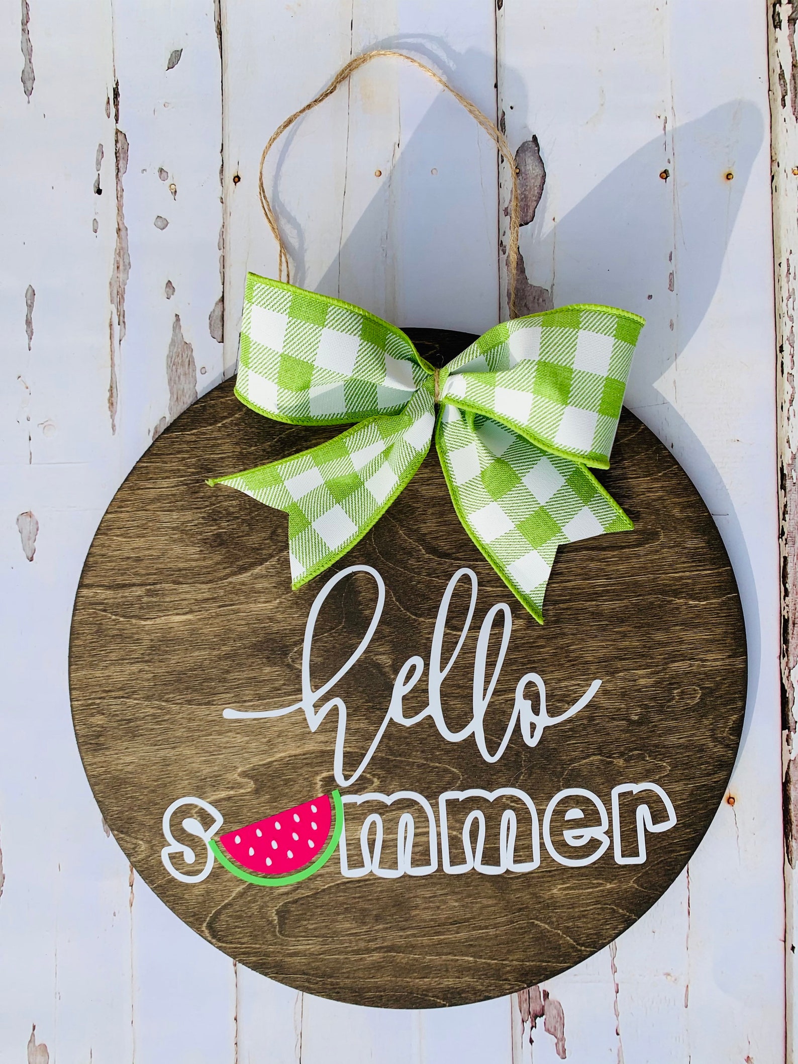 Hello Summer Door Hanger Watermelon Door Wreath Front Door Etsy