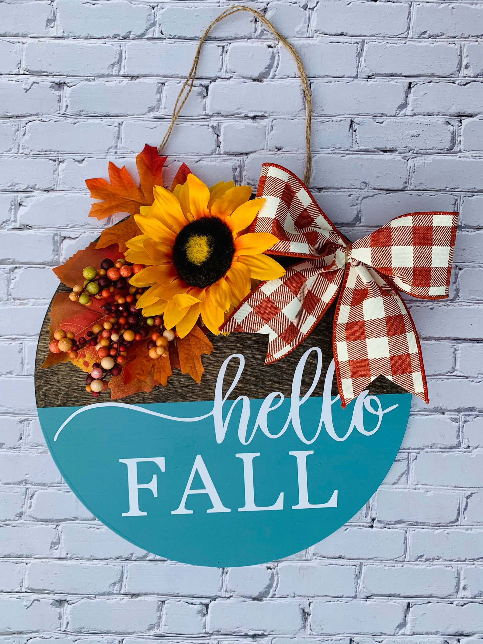 Hello Fall Welcome Door Hanger Round Door Hanger Welcome - Etsy
