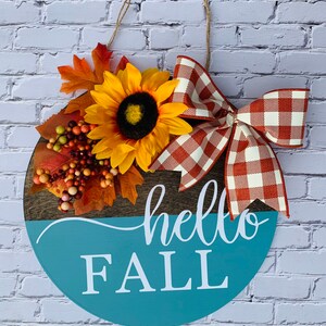 Hello Fall, Welcome Door Hanger, Round Door Hanger, Welcome Door Sign ...