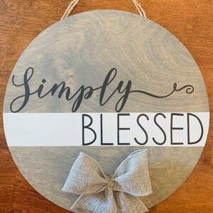 Simply Blessed Door Hanger, Round Door Hanger, Door Decor, Welcome Door ...