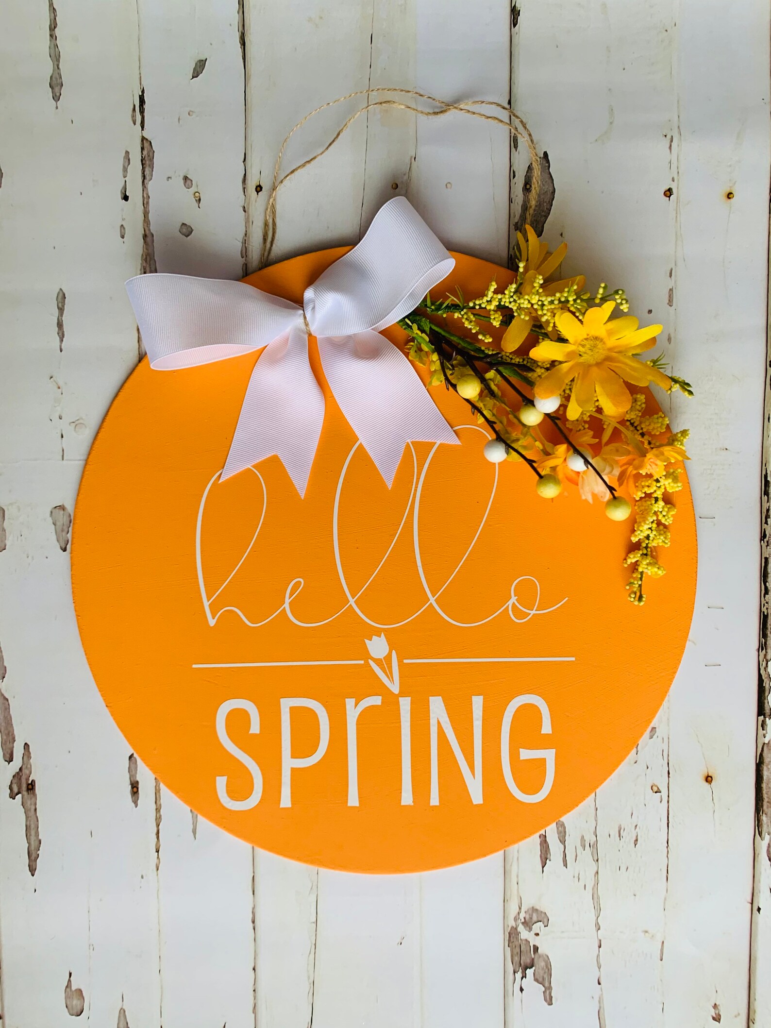 12" Hello Spring Door Hanger, Hello Spring, Spring Flowers Door Hanger ...