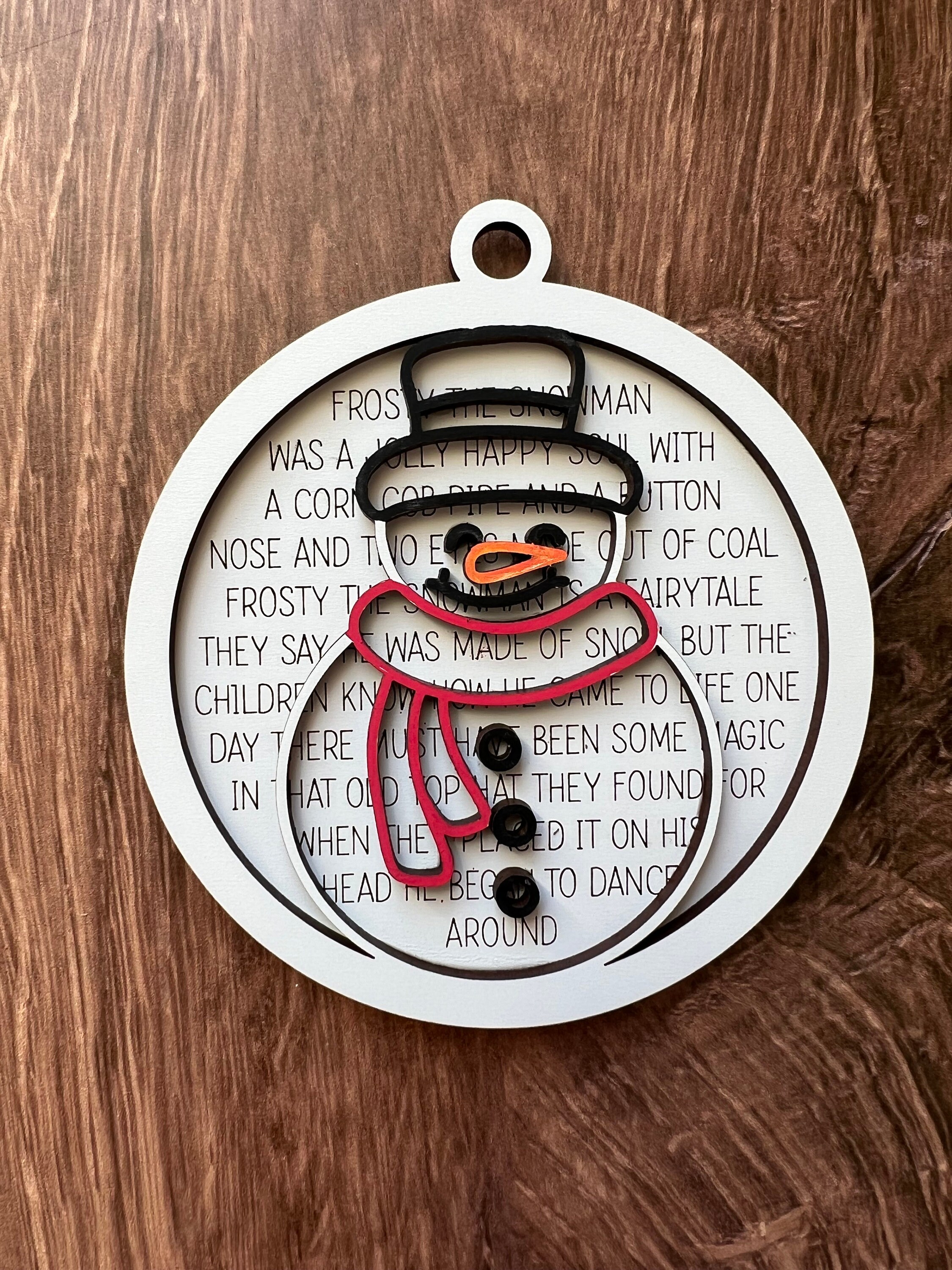 Snowman Ornament SVG, Christmas Snowman Lyrics Engraved Word Sign ...
