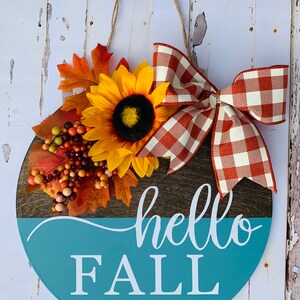 Hello Fall, Welcome Door Hanger, Round Door Hanger, Welcome Door Sign ...