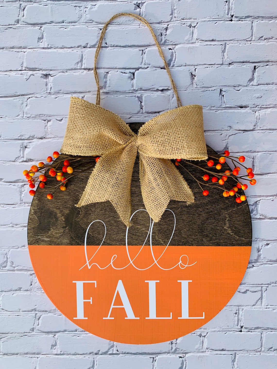 12" Hello Fall, Fall Door Hanger, Round Door Hanger, Hello Fall Door ...