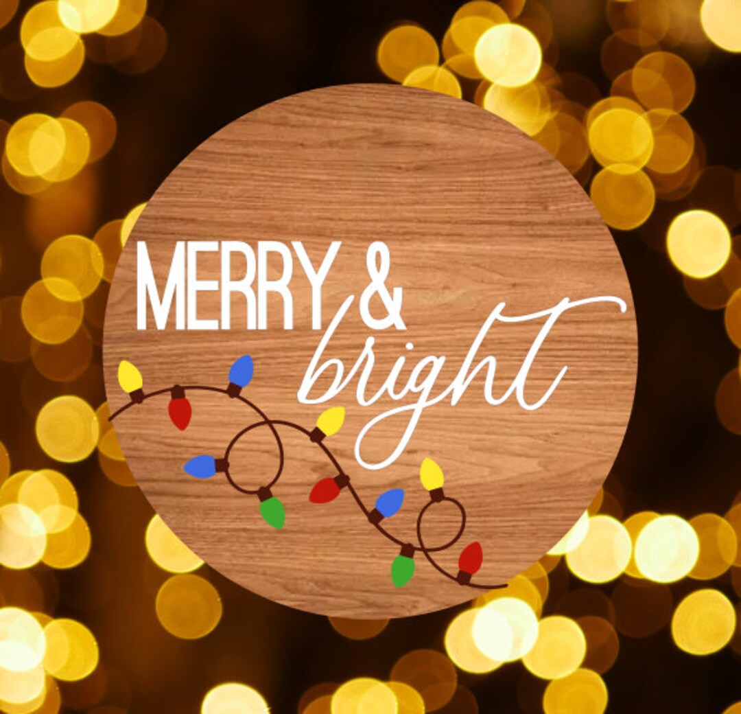 Merry and Bright Door Hanger SVG, Christmas Door Wreath SVG, DIY ...