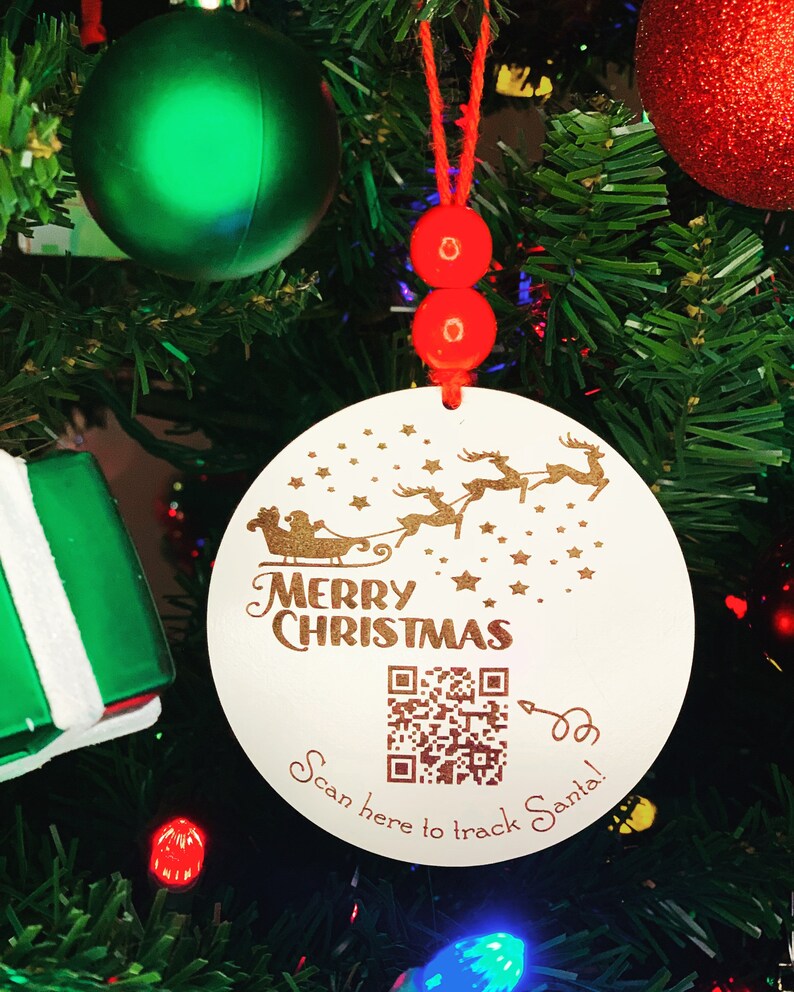 Santa Tracker Ornament QR Code a Santa Tracker Ornament | Etsy