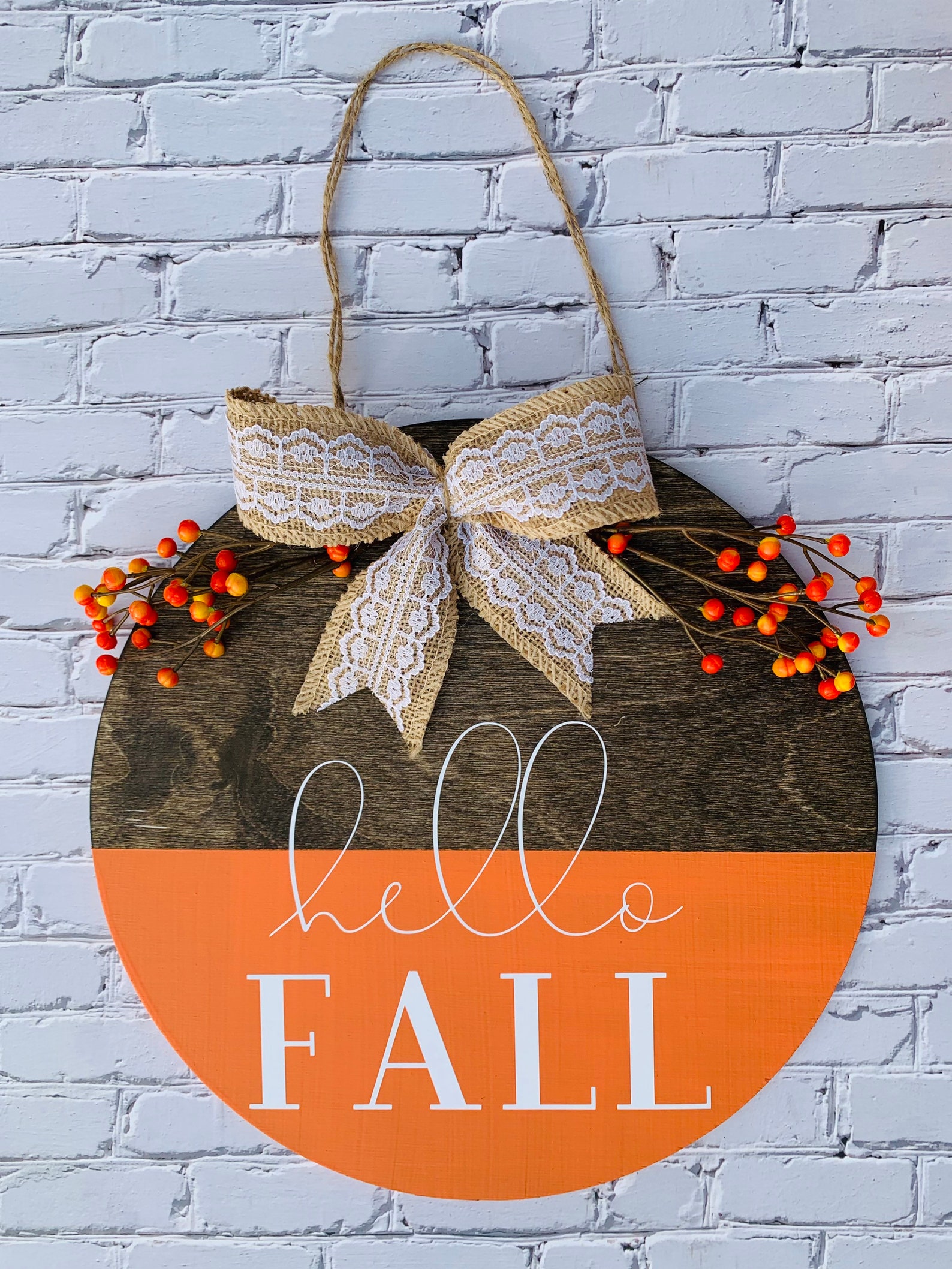 12" Hello Fall, Fall Door Hanger, Round Door Hanger, Hello Fall Door ...