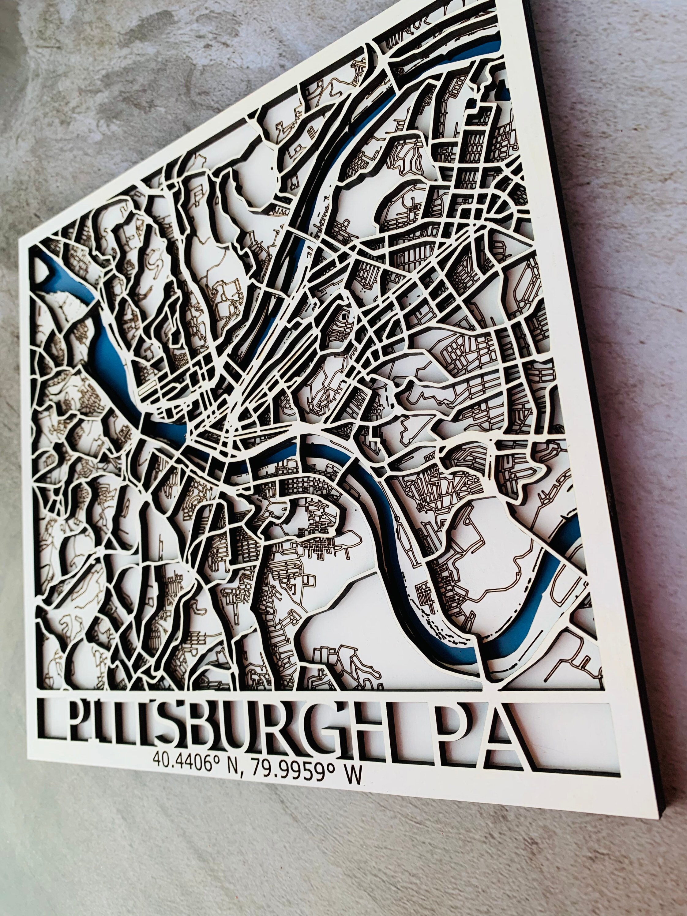 Laser Cut City Map, Personalized Laser Cut Wood Map, 5th Anniversary ...
