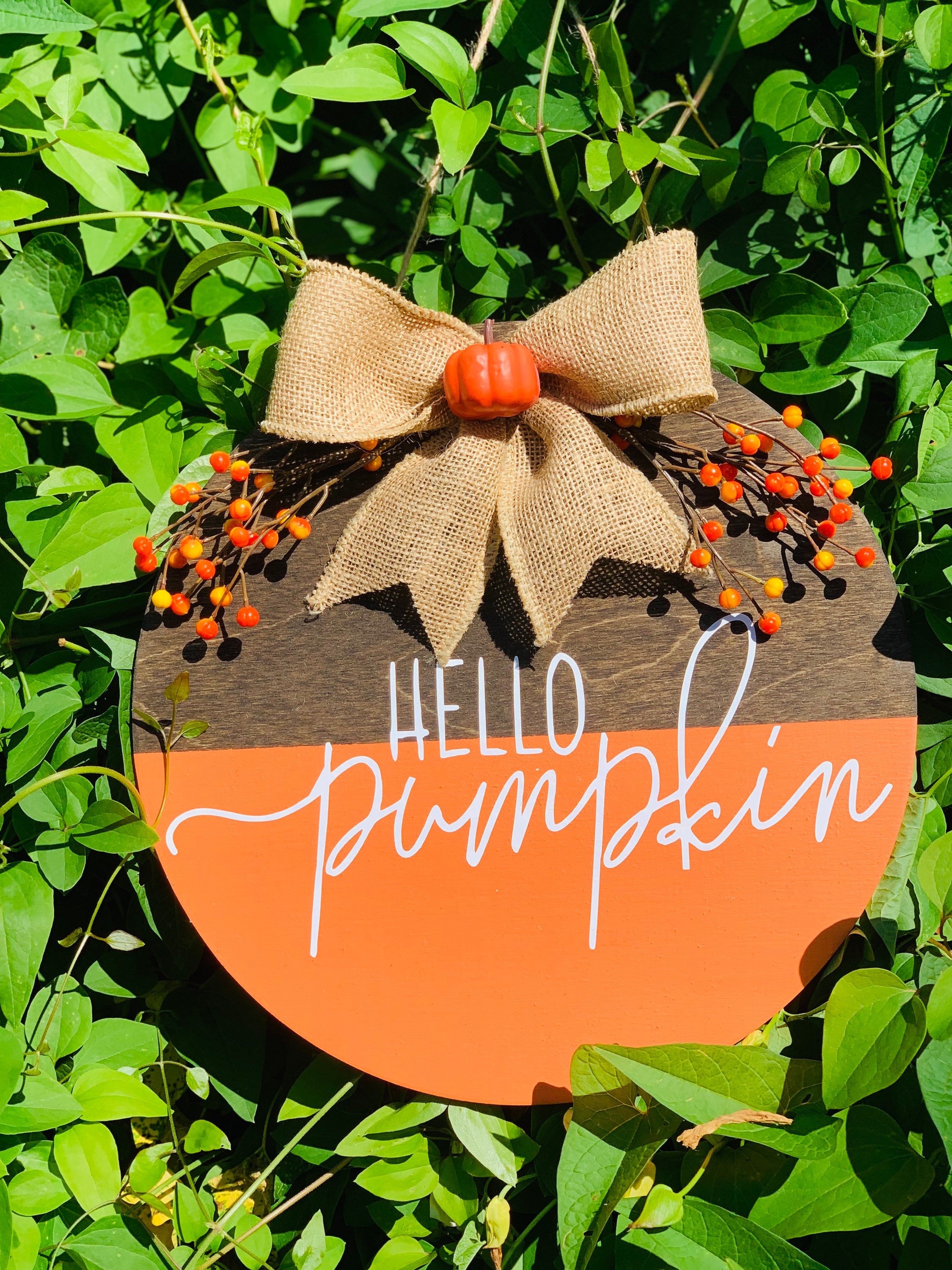 Hello Pumpkin 12 Round Wood Sign Hello Pumpkin Sign | Etsy