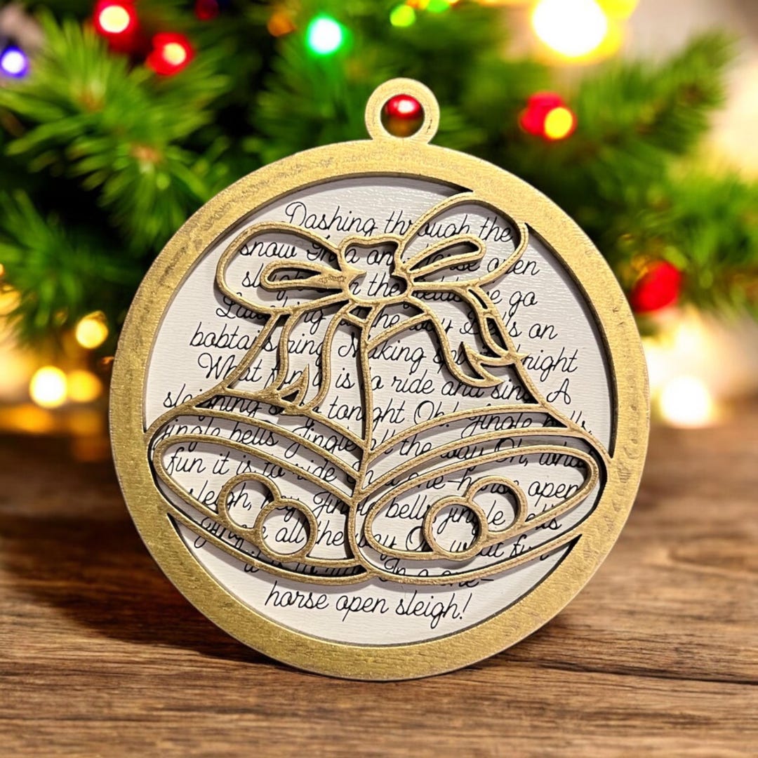 Jingle Bells Ornament SVG, Christmas Jingle Bells Lyrics Engraved Word ...