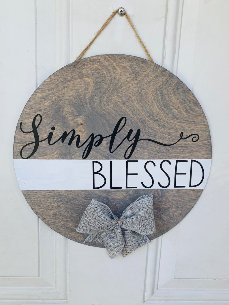 Simply Blessed Door Hanger Round Door Hanger Door Decor - Etsy