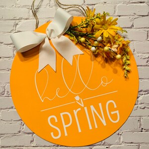 12" Hello Spring Door Hanger, Hello Spring, Spring Flowers Door Hanger ...